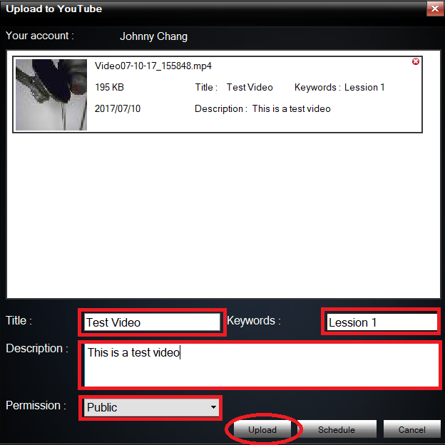How to upload videos to youtube from Sphere2 software?