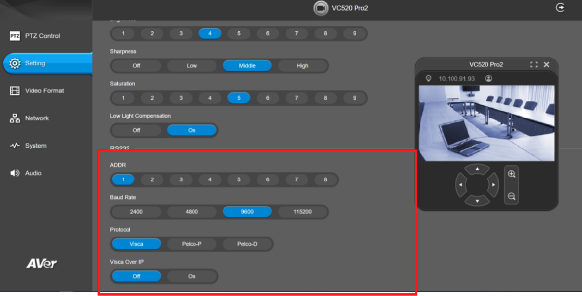 AVer’s Guide To CAM520 & Camera Controlled via RS232 Connection using the CL01