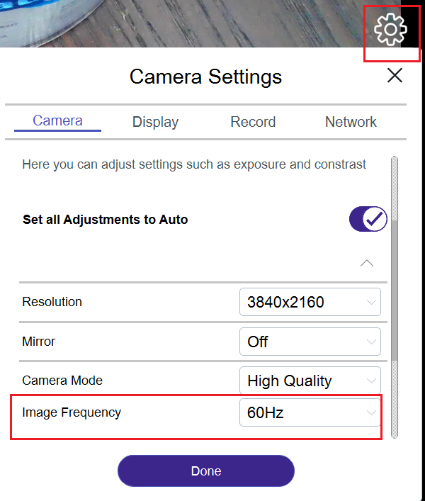 My Document Camera has flickering/rolling lines on the image when using software.